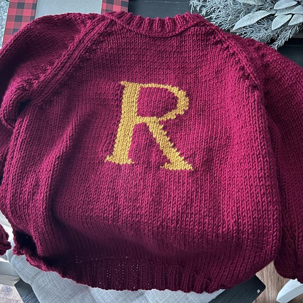 Monogram Weasley Jumper Letter Magic Gift Handmade Custom Wool Sweater ...