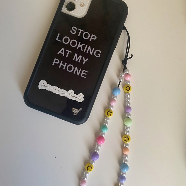 Smiley Phone Chain-beaded Bag and Phone Charm-90s Accessories-phone ...