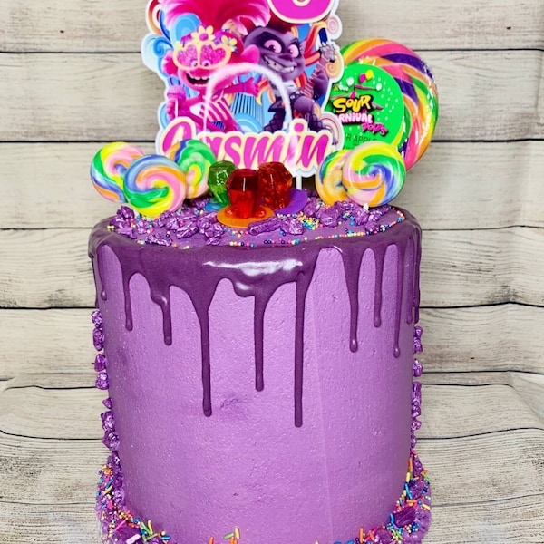 Trolls World Tour Cake Topper, Poppy and Barb Cake Topper, Customized ...
