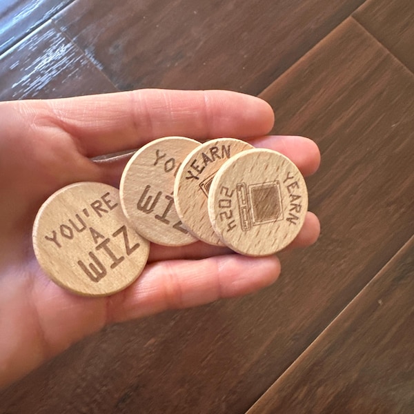 Personalized 1.5" Wood Tokens | 1 or 2-sided | Engraved With Your Own ...