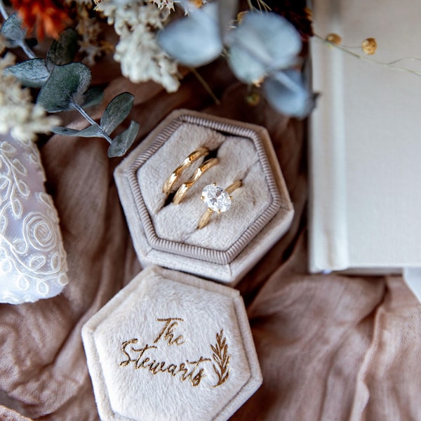 Custom Wedding Ring Box | Monogram Ring Bearer | Personalized Velvet ...