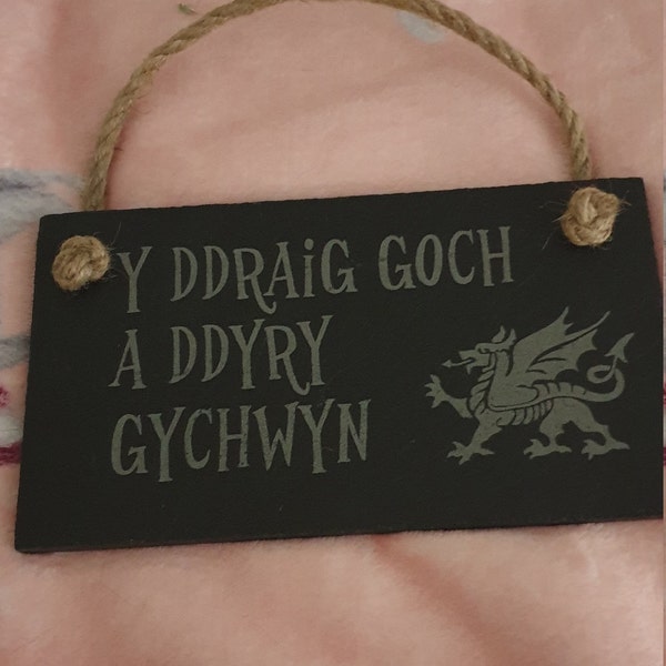 Welsh Slate Hanging Sign: Red Dragon Laser Etched Gift - Etsy UK