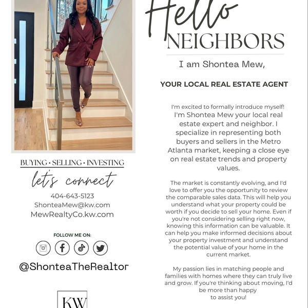 Real Estate Letter, Hello Neighbor Letter, Real Estate Marketing, Agent ...