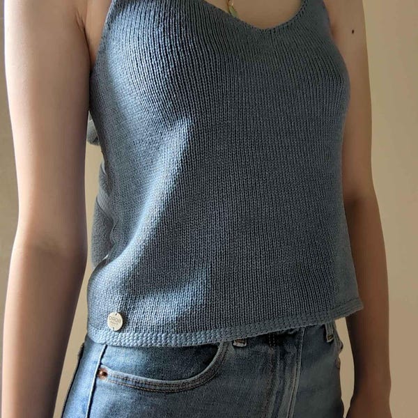 Beige Pure Linen Knitted Top Handknit Natural Linen Tank Top Cotton ...