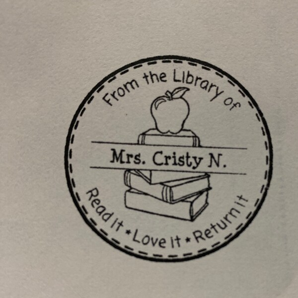 Custom Library Name Classroom Book Stamp | Personalized Apple Teacher ...