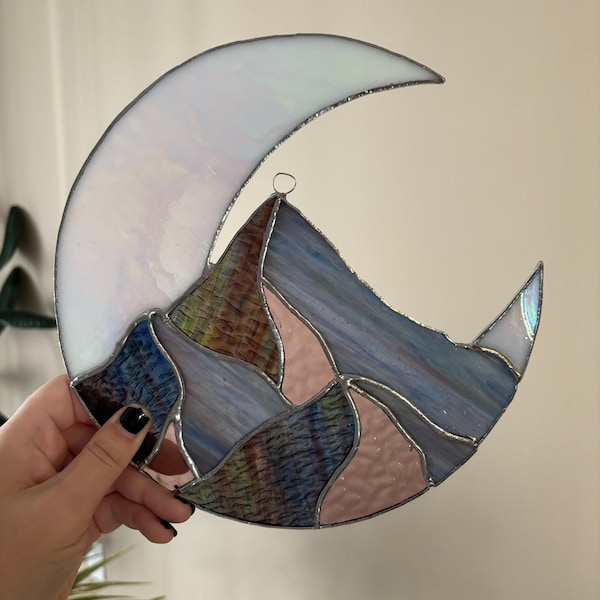 Mountain Moon Stained Glass Pattern: Beginner DIY Window Decor (PDF ...