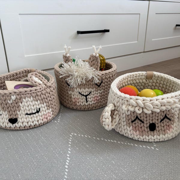 Llama Natural Colors Organizer Basket for Kids Belongings, Stylish ...