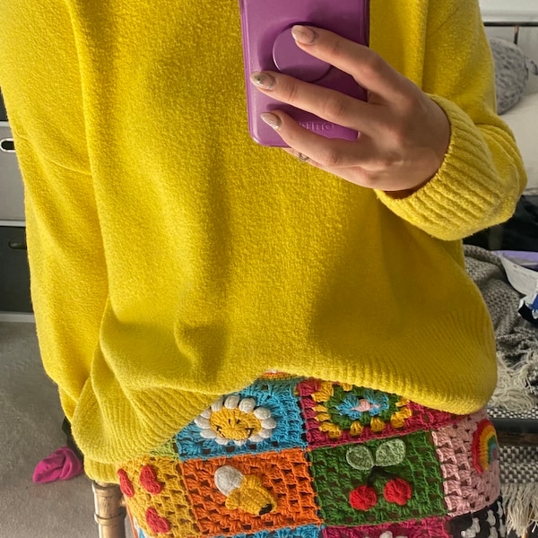 Rainbow Patchwork Crochet Top, Patchwork Beach Summer Mini Skirt ...