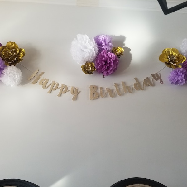 Happy Birthday Banner, Glitter Happy Birthday Sign, Birthday Bunting ...