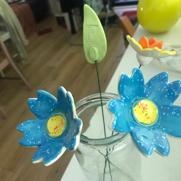 3 Red Poppy Ceramic Flowers - Etsy