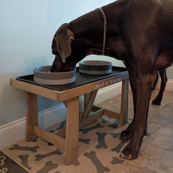 Farmhouse Dog Feeder | Dog Food Stand Table | Elevated Dog Bowl Holder ...