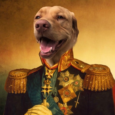 Admiral Dog Canvas,renaissance Dog Portrait,general Dog Portrait,custom ...