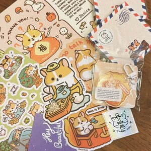 Tri-color Corgi Macaron Sticker, Corgi Sticker, Dog Stickers, Cute ...