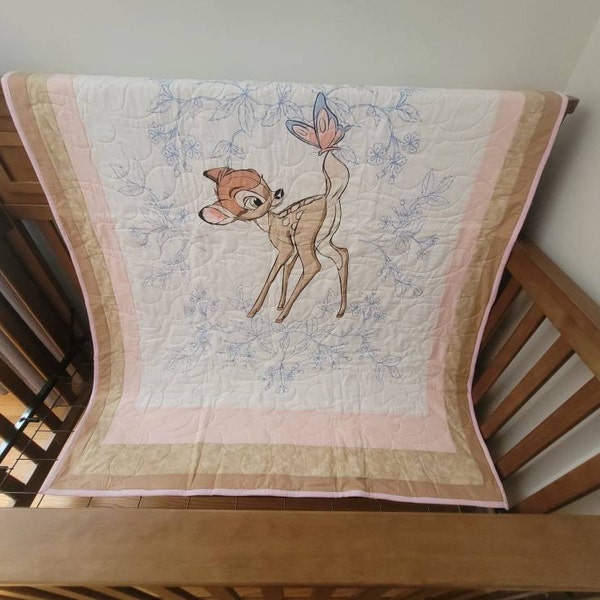 Bambi Baby Quilt , Baby Blanket, Shower Gift, Handmade Baby Quilt ...