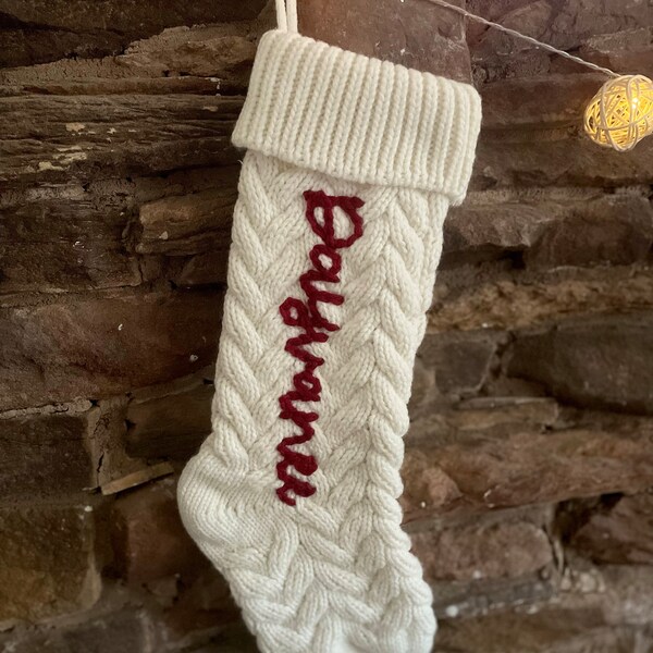 Personalized Christmas Stocking// Hand Embroidered Stocking// Stocking ...