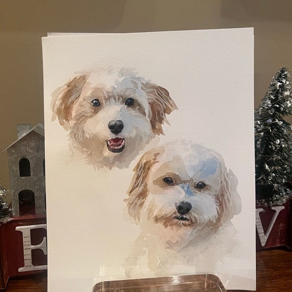 Two Pet Portrait | Mulitple Dog Portrait | 2 Dogs Art | Framed Dog ...