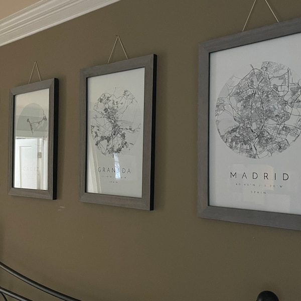 Personalized Map Print, Set of Four, Map Prints, Custom Locations, City ...