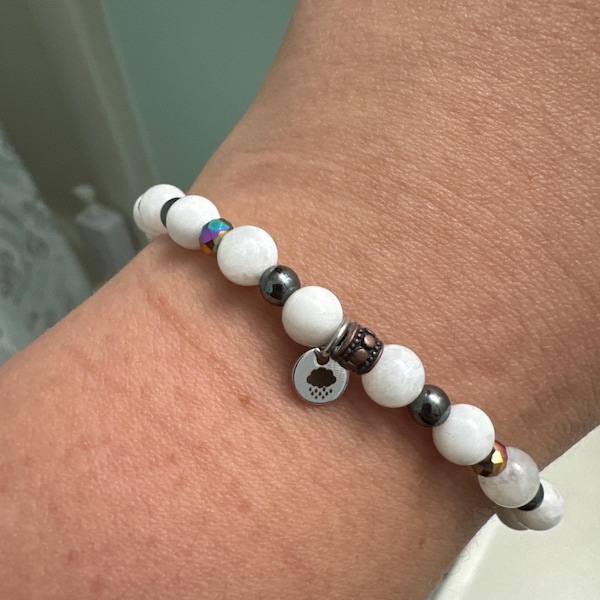 Moon Child Bracelet | Moonstone + Hematite | Dreams + Intuition | 6mm ...