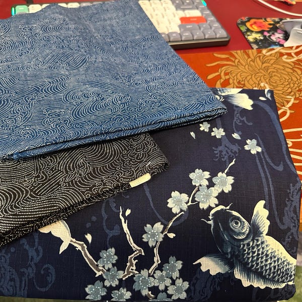 Japanischer Stoff Sakura Vintage-Effekt rosa 50cm Stoff mit japanischen ...