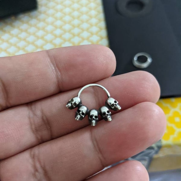 5 Skull Septum Ring, Massive, Oversized, Statement, Bold, Viking, Punk ...