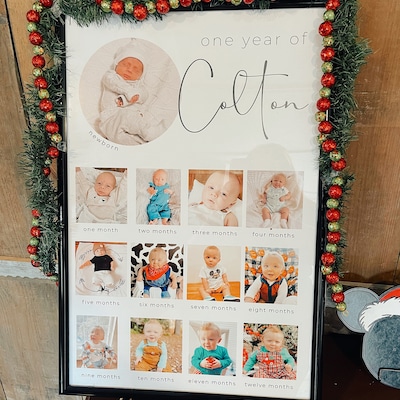 Printable One Year of Photo Poster Template, Modern 1st Birthday ...