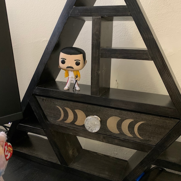 Triangle Altar Shelf With Moon Phase Pull Out Drawer - Sacred Geometry ...