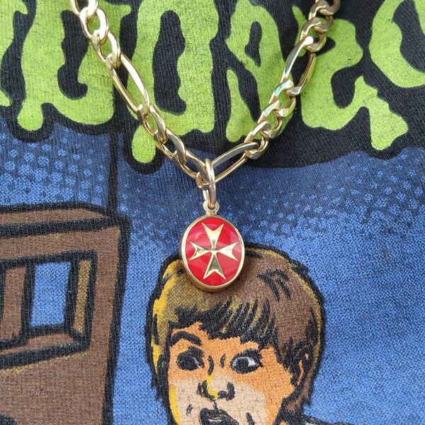 Silver 925 Chain 45cm and Malta Maltese Cross Semi Embossed Pendant ...