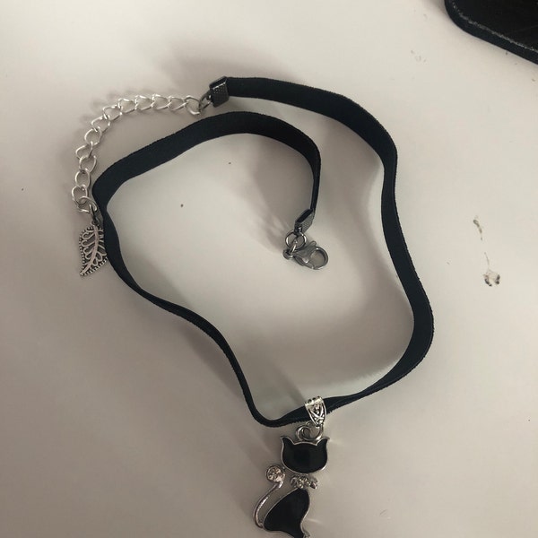 Black Cat Choker, Velvet Choker, Cat Necklace - Etsy