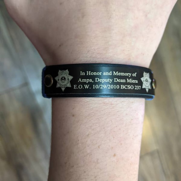 Personalized Fallen Police Officer K9 Memorial Leather Bracelet, End of ...