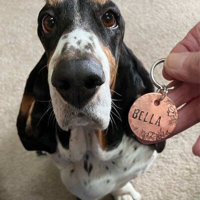 Tree Dog Tag, Pet ID Tag, Dog Tag, Personalized Dog Tag, Hand Stamped ...