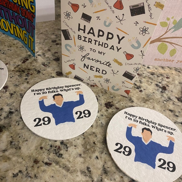 Personalized Birthday Coasters - in House Drawn Art Inspired by Schmidt ...