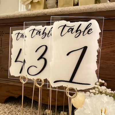 Back Painted Acrylic Wedding Table Number Sign - Etsy