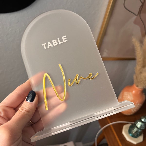 Frosted Arch Acrylic Table Numbers - Frosted Acrylic Sign - Wedding ...