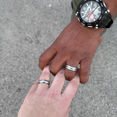 Tungsten Couple Rings Meteorite Wedding Bands Set Tungsten Wedding ...