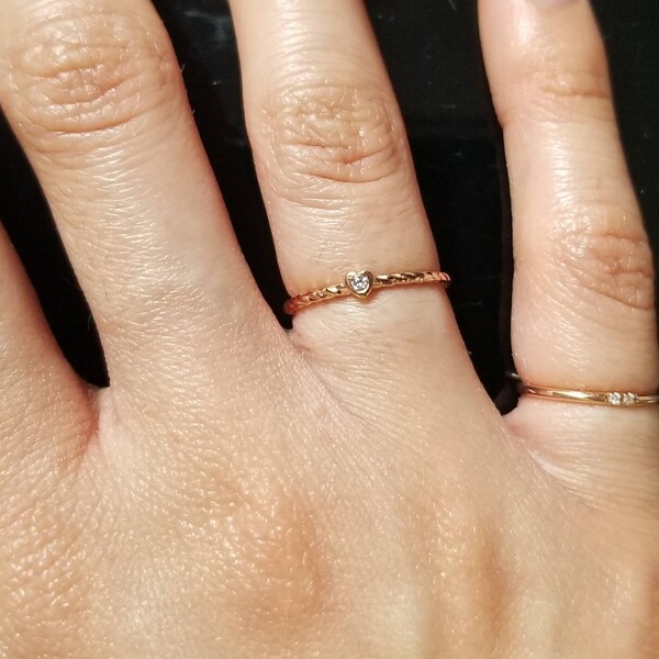 Heart Shaped Diamond Ring, Bezel-set Diamond Ring, 14k Solid Gold ...