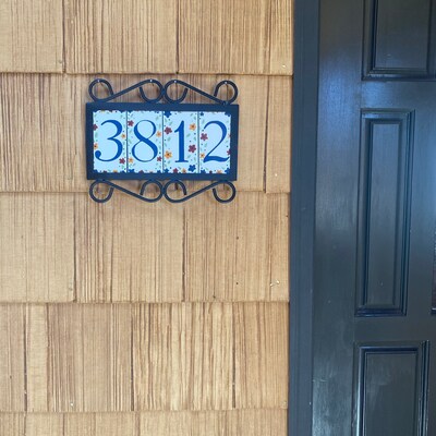Ceramic Tile Address Numbers / Scroll Pattern - Etsy