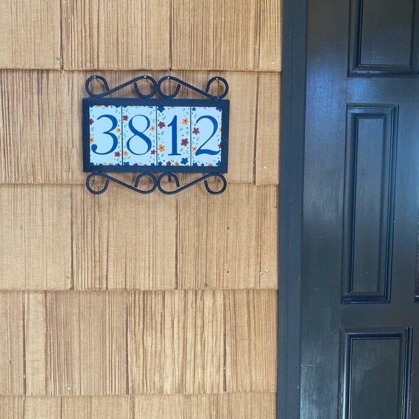 Ceramic Tile Address Numbers / Deco Style in Brown or Black - Etsy