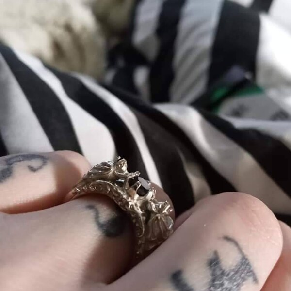 Bat Ring With Ruby Low Bezel Gothic Ring Gothic Jewelry Unisex Handmade ...