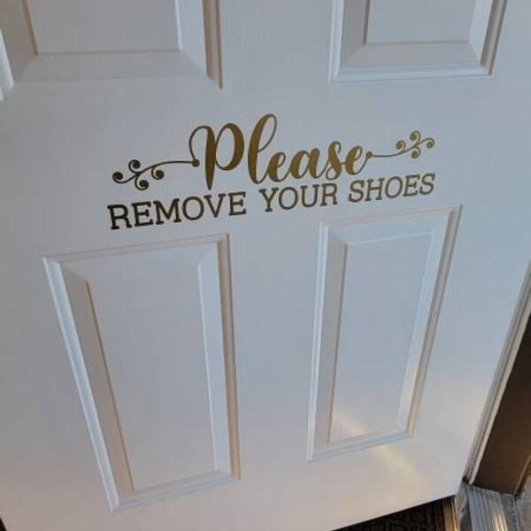 Vine Scroll Please Remove Your Shoes Vinyl Decal - Remove Your Shoes ...