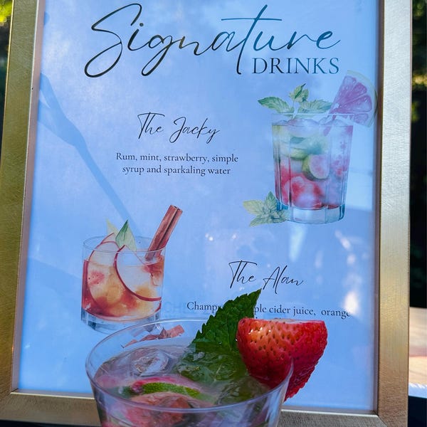 Featured Signature Drink Sign Bar Menu Template Minimalist Printable ...