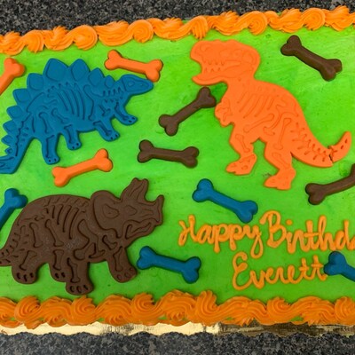 Fondant Dinosaur Fossil Cake Toppers, Jurassic Dinosaur Fossil Bones ...