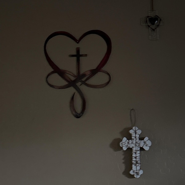 Eternal Love: Infinity Heart Cross Metal Wall Art - Steel, Copper ...