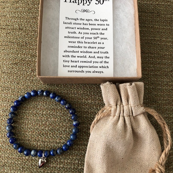 50th Birthday Jewelry Gift - for a Woman Turning 50 – Bead Bracelet ...