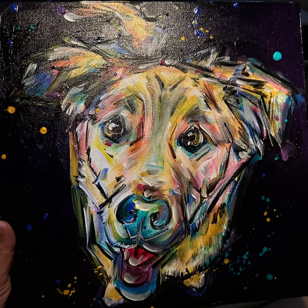 Colorful Dog Art, Custom Dog Paintings, Pet Portrait, Acrylic on Canvas ...