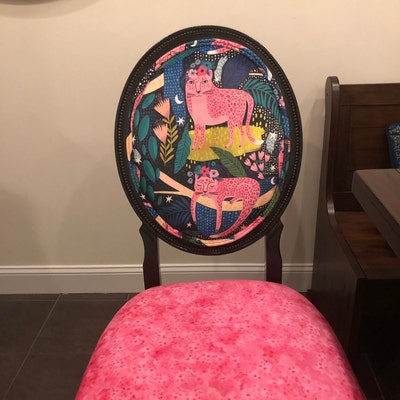 Funky Hot Pink Leopard Dining Chair - Etsy