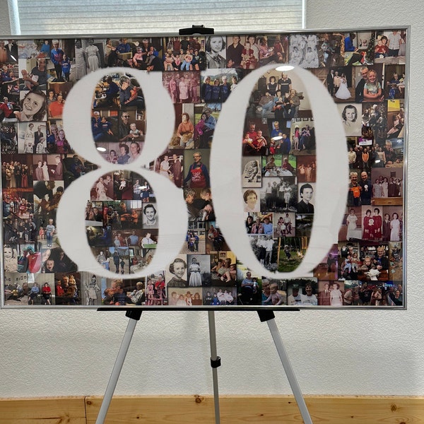 60th Birthday Photo Collage, Number Photo Collage, Anniversary Gift ...