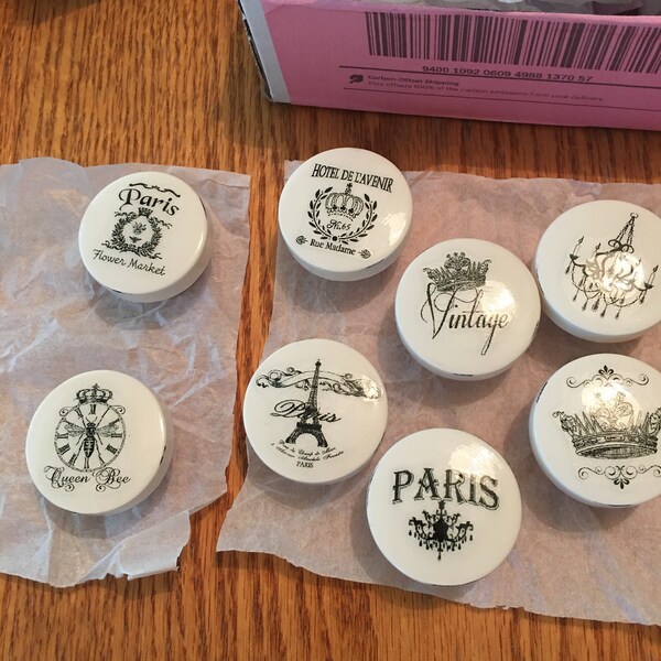 NEW Vintage Drawer Knobs Pulls Paris France Shabby Chic Cottage French ...