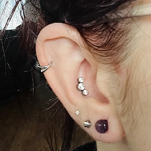 20g 18g 16g Curve CZ Push in Prong Setting Titanium Labret, Dainty ...