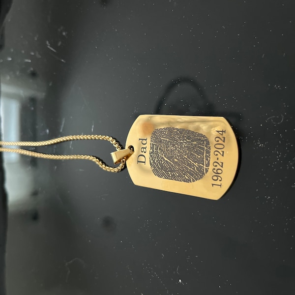 Personalized Fingerprint Dog Tag W/ Two Name - Laser Engraved ...