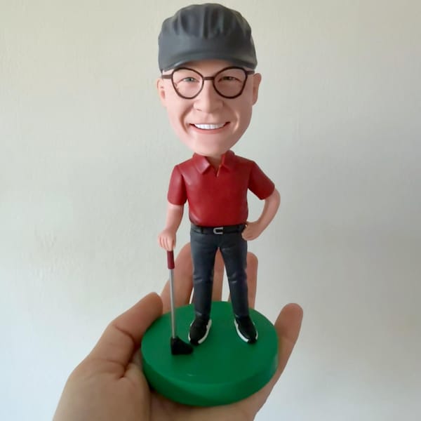 Custom Golf Bobblehead: Personalized Golfer Gift, Handmade Polymer Clay ...